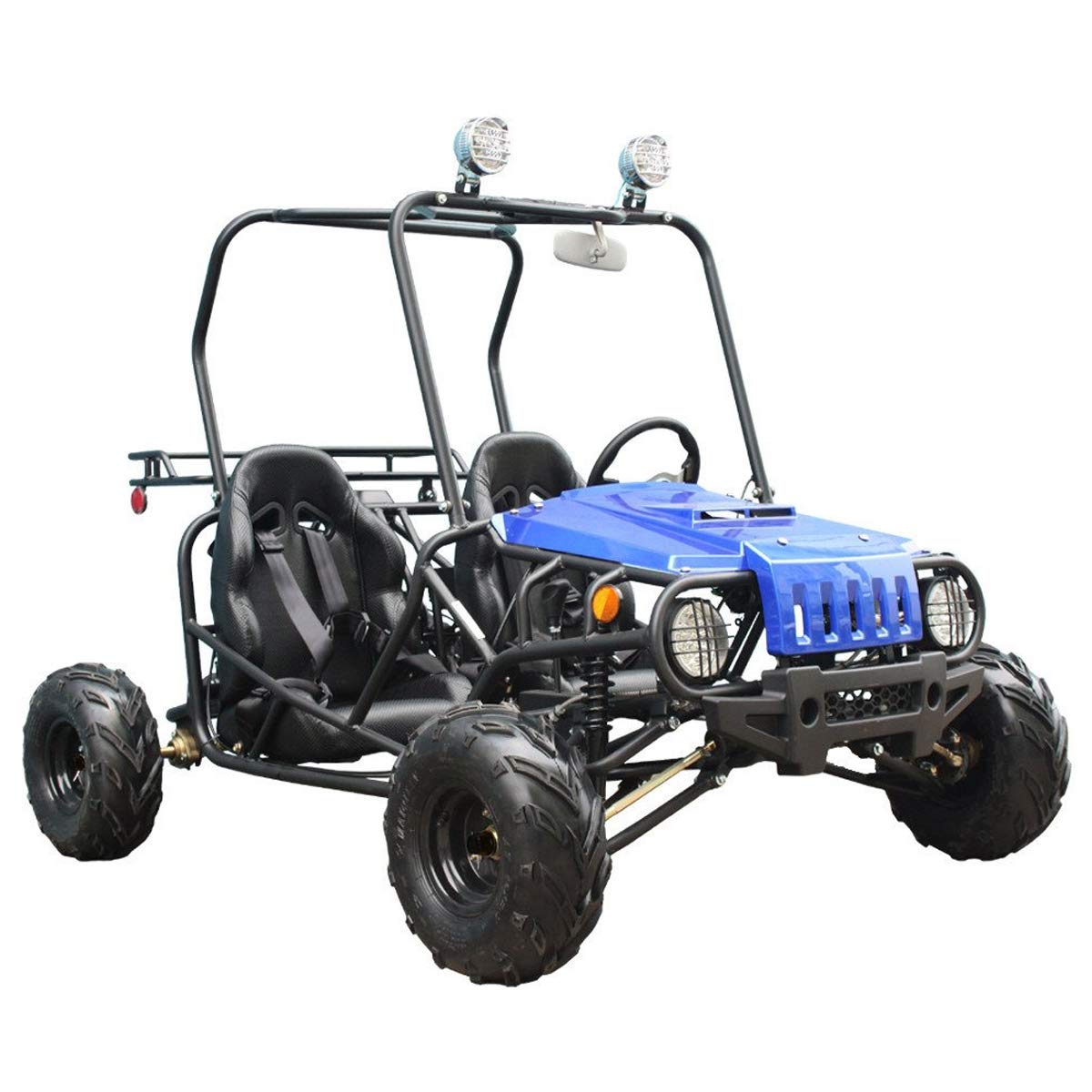 110cc Youth Go Kart Kids Go Cart Gokart 2 Seater Go Kart with Gloves, Google and Handgrip (Black)