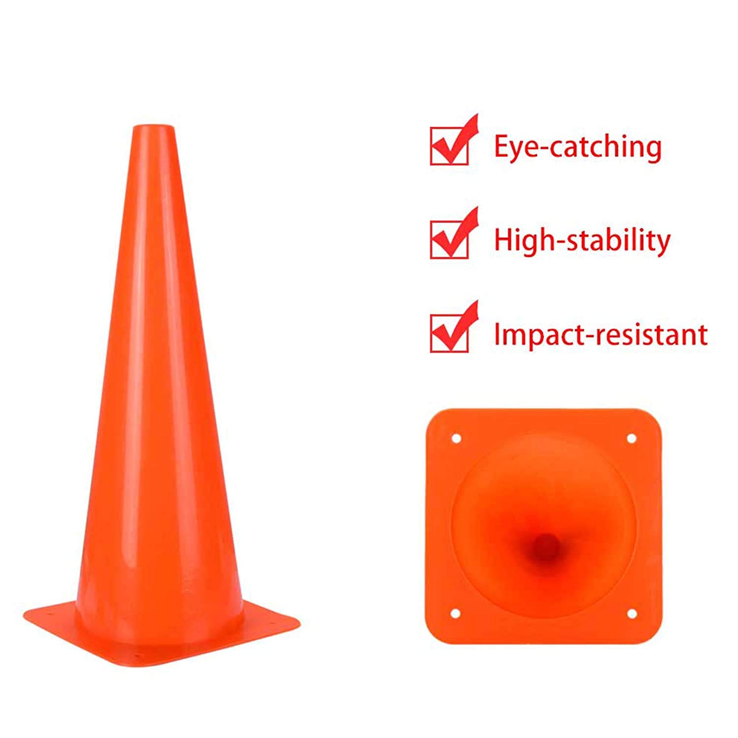 18 Inch Traffic Safety Cones, [4 Pack] Orange Parking Cones Training Cones, Plastic Cones for Indoor/Outdoor Activity & Festive Events