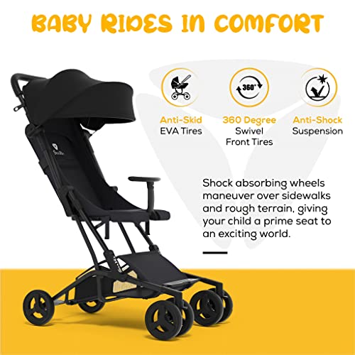 ShaHa Lightweight Stroller β Baby Travel Stroller for Toddlers β Foldable Compact Stroller for Travel, Airplane Stroller has Swivel Front Wheels, 1-Step Brake, Sun Canopy and Reclining Backrest Red