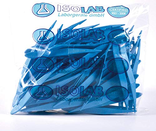 ISOLAB USA - Tapered Tweezers/Plastic Blue Forceps (Pack of 50, Bulk Priced, Disposable, Grooming, Labs, First Aid, Medical usage)