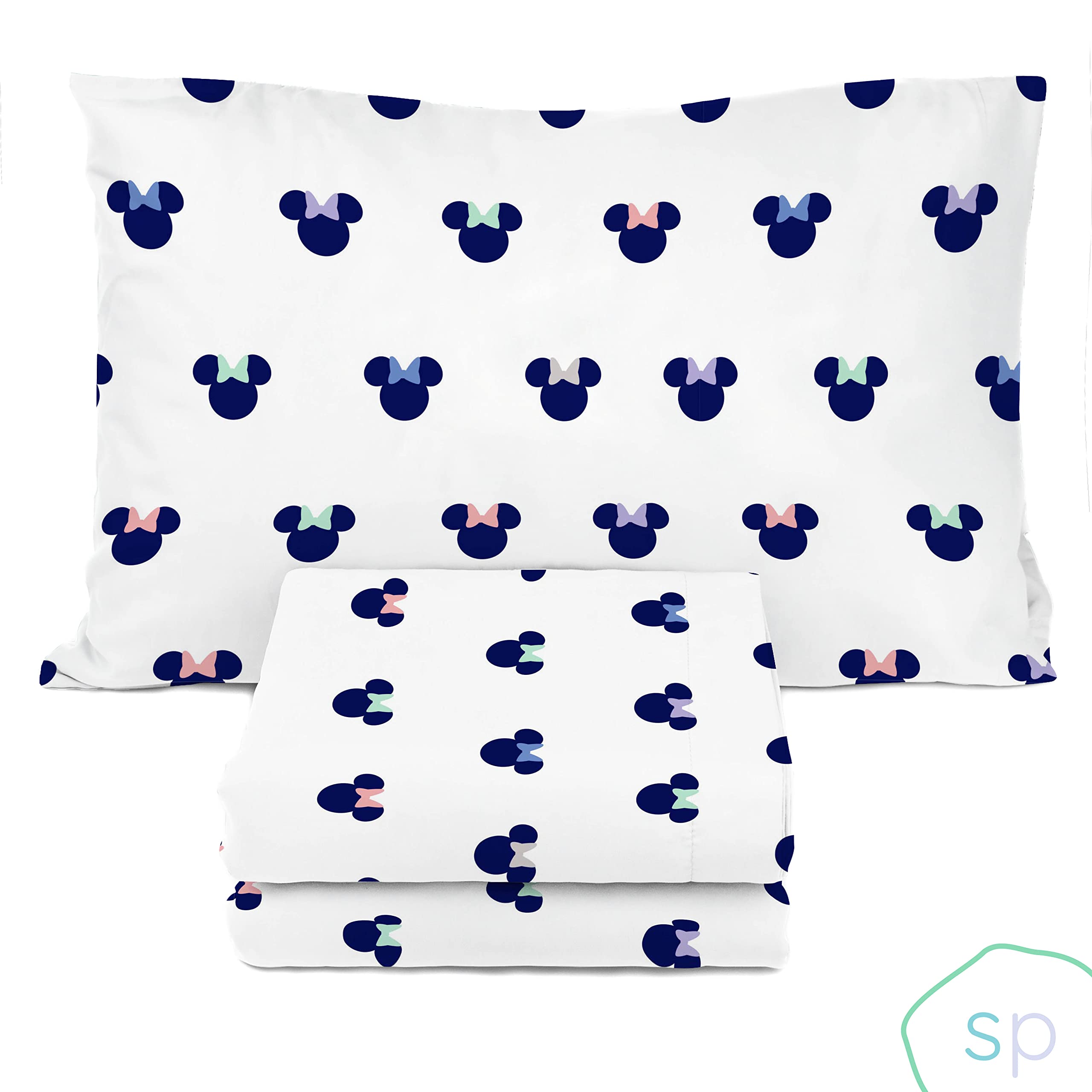 Saturday Park Disney Minnie Mouse Dreaming of Dots Twin Sheet Set - 3 Piece 100% Organic Cotton Sheets - GOTS & Oeko-TEX Certified (Disney Official)