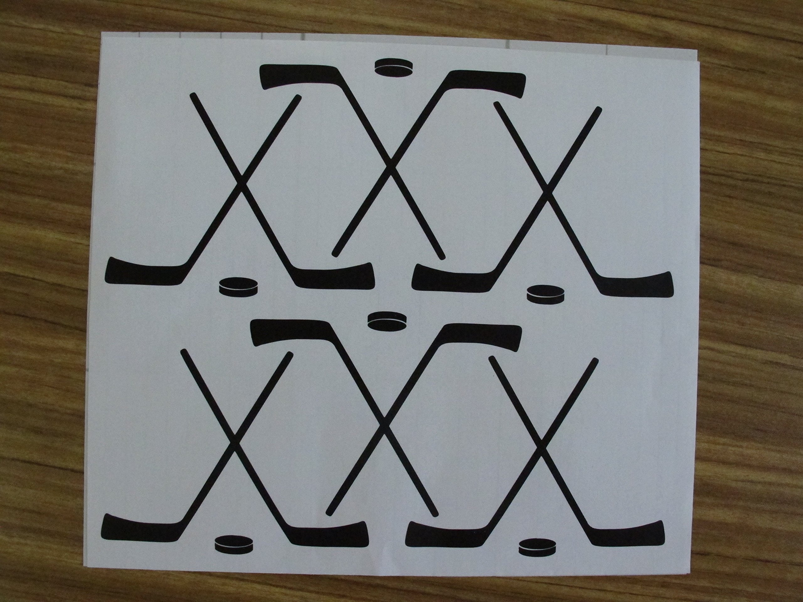36pcs/Set Hockey Cross Sticks Pattern Vinyl Wall Decal for Kids Room boy Bedroom Sticker Baby Nursery Wall Art Mural YA198 (Black)