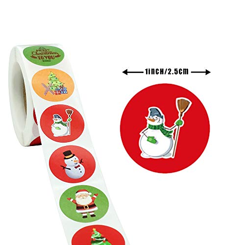 1000 Pieces 1 Inch Merry Christmas Holiday Stickers Labels Christmas Tags Envelope Seals