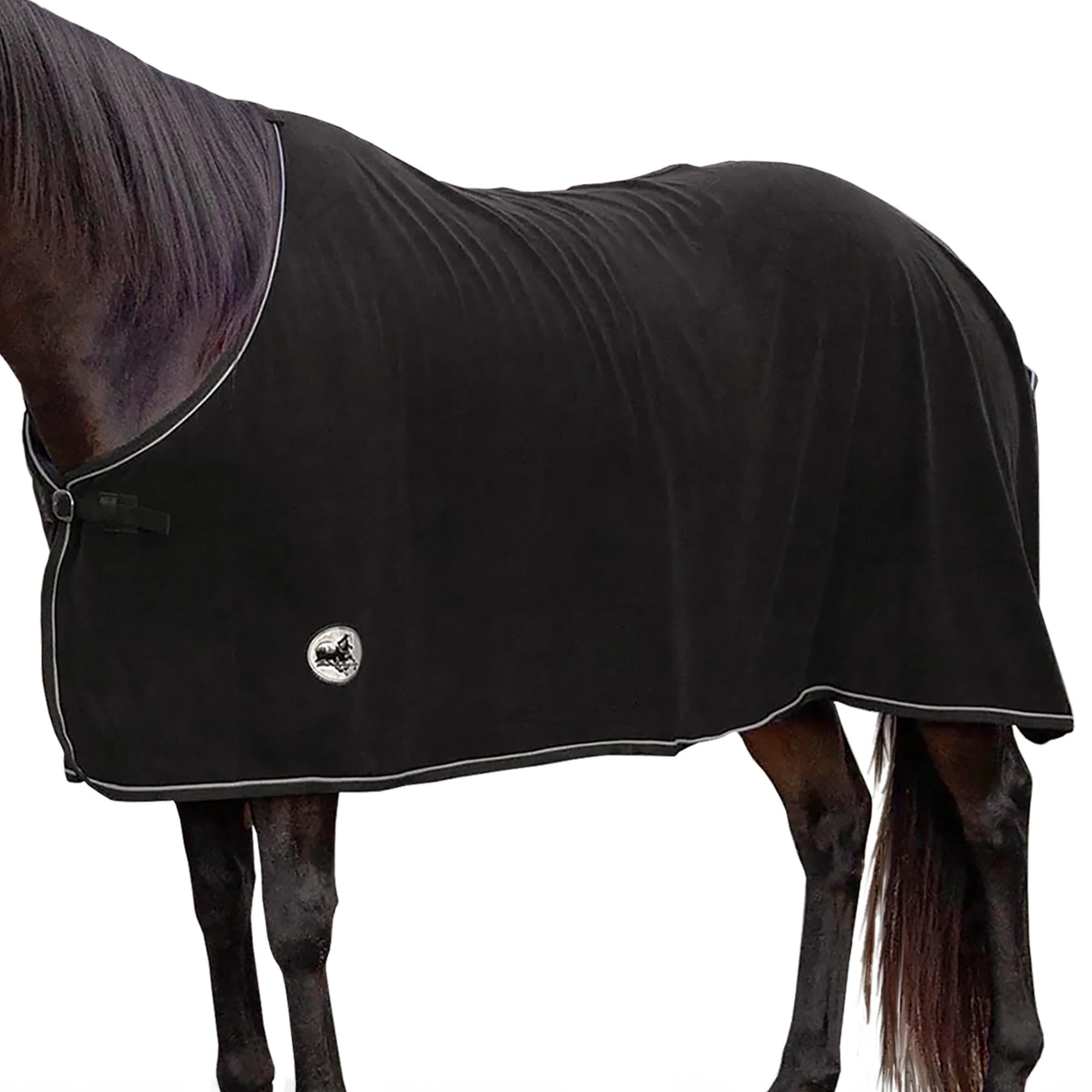 Jeffers Horse Fleece Cooler Blanket - Lightweight, Moisture-Wicking Western Blanket for Winter Warmth & Stable Use, Adjustable Fit, Durable & Easy-Care - Size 69", Black