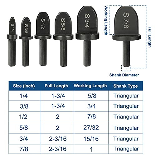 SeonFook 6pcs HVAC Tools Swaging Tool Drill Bit Set Flaring Tool Drill Bits Portable Air Conditioner Copper Pipe Tube Expander Repairing Set with 7/8'', 3/4'', 5/8'', 1/2'', 3/8'', 1/4'' Bits