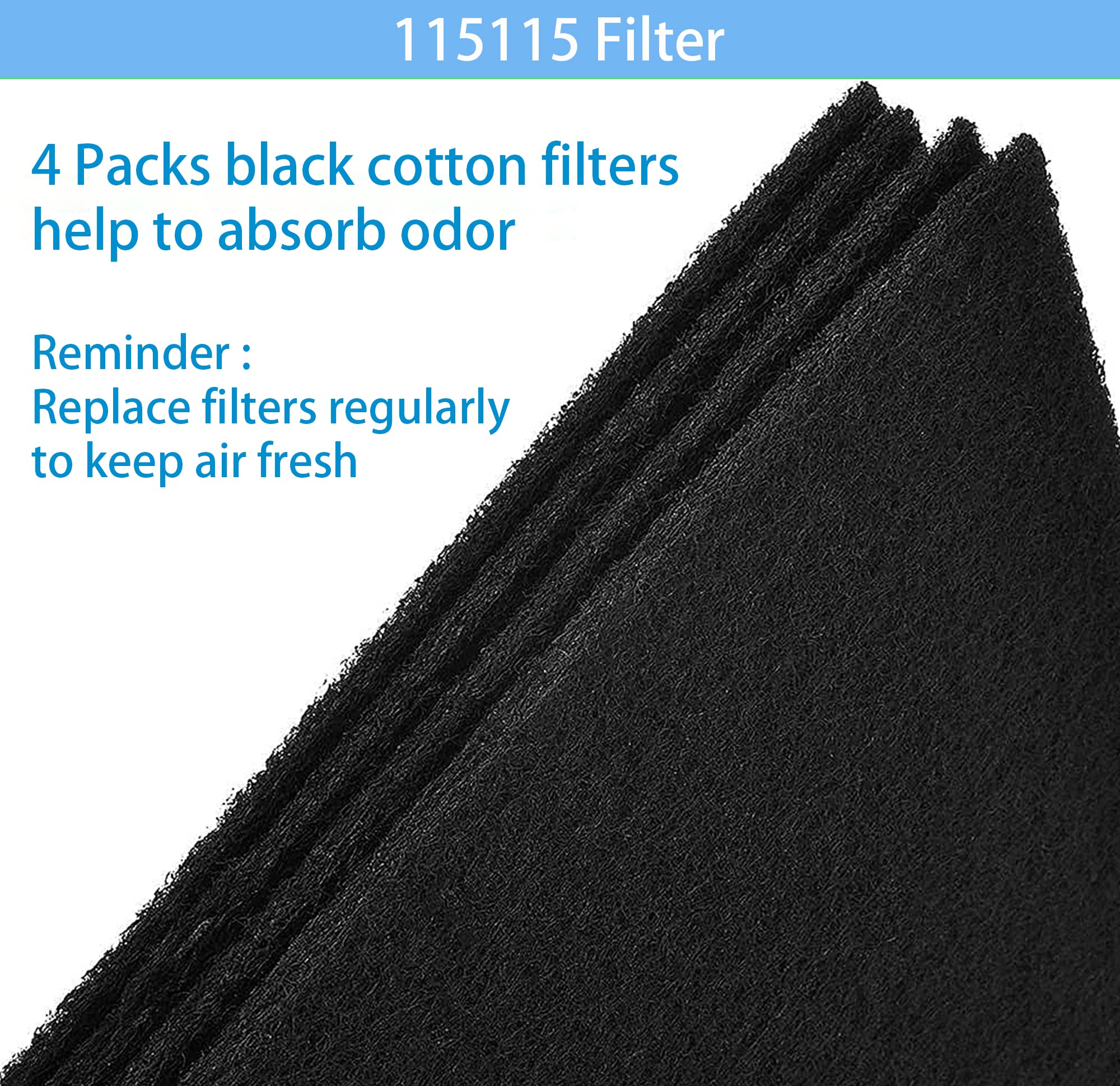 115115 Filter, Replacement Filters A 115115 Size 21 Compatible with Winix PlasmaWave air Purifier 5300 6300 5300-2 6300-2 P300 C535 AM90 1 True HEPA Filter and 4 Active Cotton Filters (White+Black)