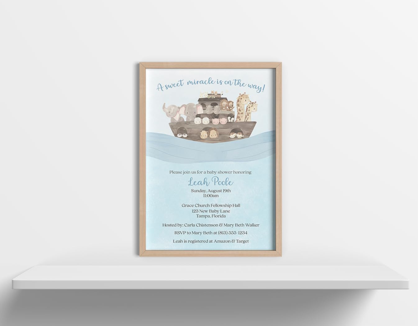 Noahs Ark Baby Shower Invitations Customizable Religious Invites Gender Neutral Boy Girl (12 Count)