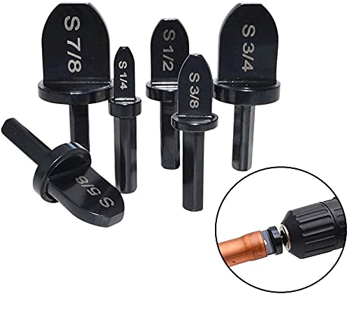 Rowzzi Swaging Tool Drill Bit Set, HVAC Tools, 6pcs Professional Manual Copper Pipe Swage Tool Drill Bit Triangular Handle, Repairing Set Include 7/8'', 3/4'', 5/8'', 1/2'', 3/8'', 1/4'' Bits