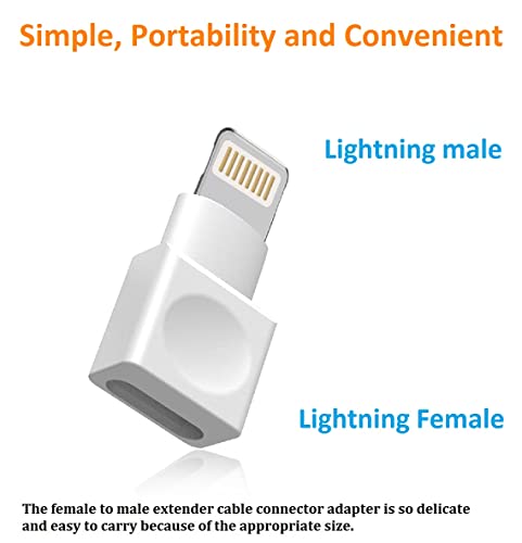2 Pack [Apple MFI Certified ] Lightning Extender Adapter, iPhone Charger Extension Cable Female to Male Dock Extender for iPhone 13 12 11 X XS XR 8 7 6 5 iPad Charging Audio Video Data Transfer