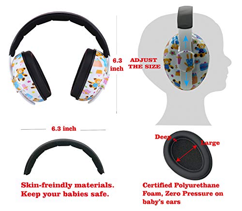 PORMUCAL Baby Ear Protection Ear muffs For 3 Months To 2+ Years Noise Reduction Hearing protection For Infant And Toddlers With Bear Ear. (Brown)