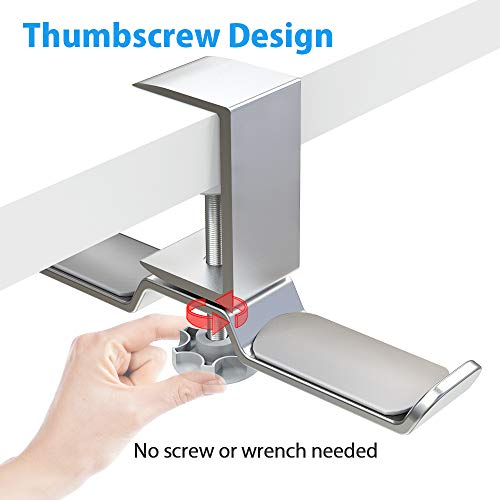 6amLifestyle Dual Rotatable Headphone Stand Hanger Under Desk Clamp Headset Holder Aluminum Load up to 11lb Headset Stand Hanger Compatible with Universal Headphones, Silver 6A-13SV