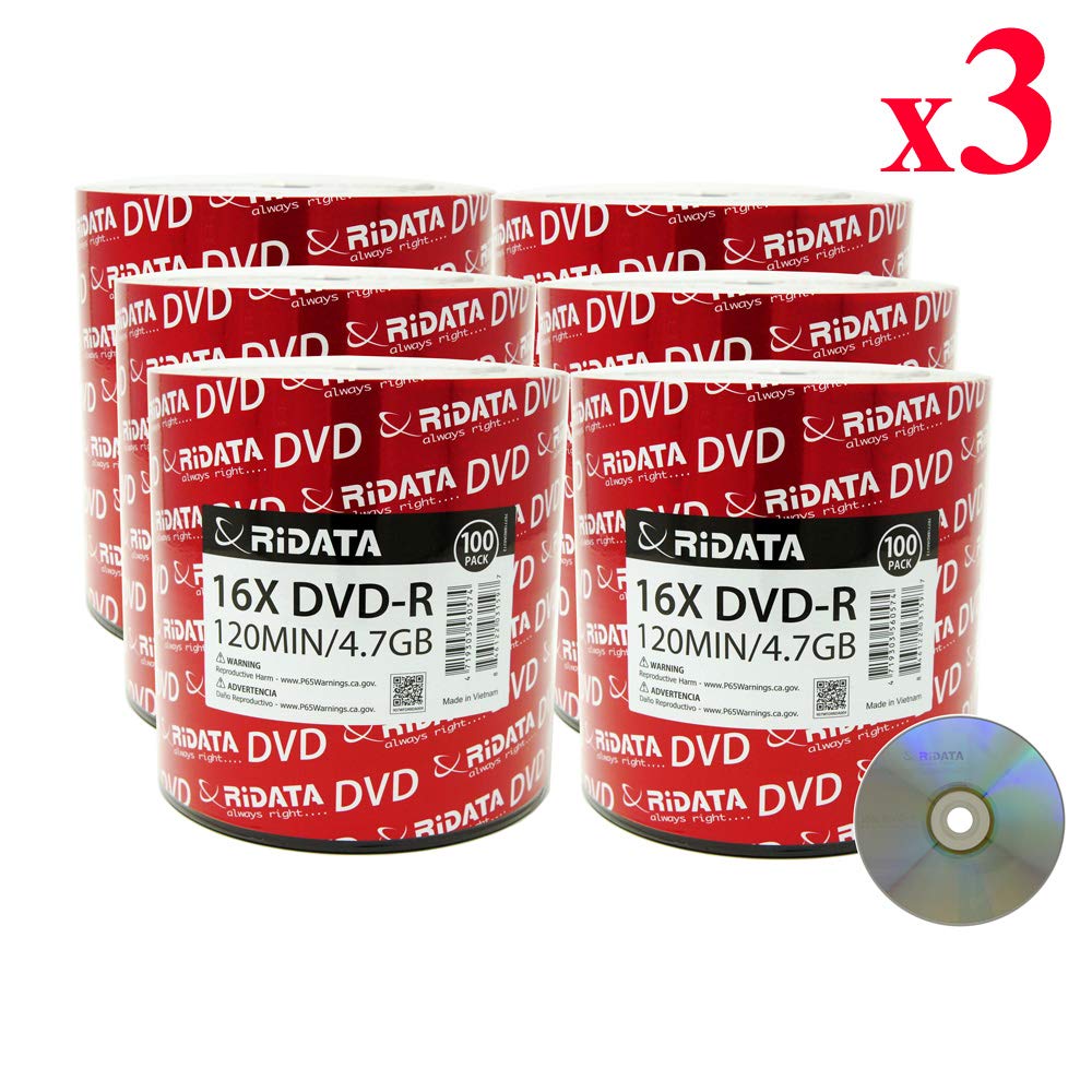 1800 Pack Ridata DVD-R 16X 4.7GB 120 Min Silver Logo Top Blank Data Video Media Recordable Disc
