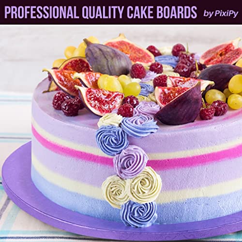 12 Inch Cake Boards - 4 Pack Cake Drums 12 Inch Dia - Disposable Purple Cake Board Circles - Reusable Round Cake Boards - Cake Base Cardboard Cake Rounds - Cake Decorating Supplies & Baking Supplies