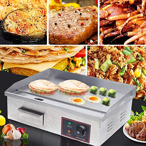 3000W 22" Commercial Electric Countertop Griddle Flat Top Grill Hot Plate Bbq Non-Stick Flat Large Countertop Griddle, Adjustable Thermostatic Control, For Home Or Commercial Places