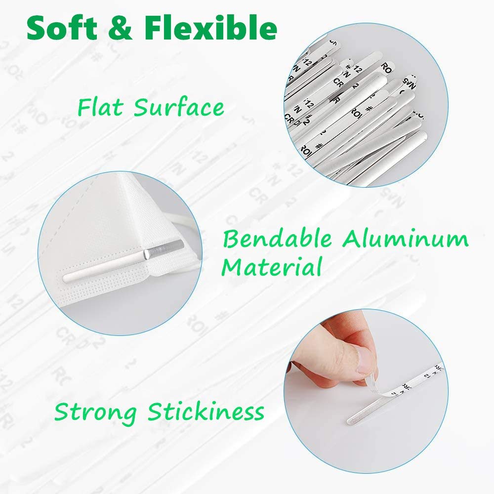 100 PCS Nose Bridge Strips, Aluminum Metal Nose Strip, Shed Protector, Adjustable Nose Clips Wire for DIY Face Making Accessories for Sewing Crafts