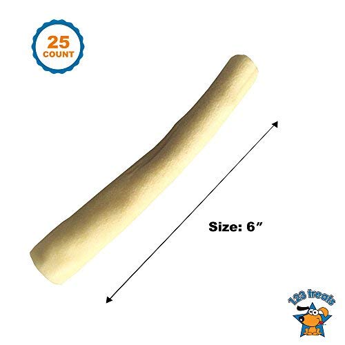 123 Treats - Ox Tail for Dogs 5-6" - (25 Count) | 100% Natural Dog Chews from Free Range Grass Fed Beef Bull Tail