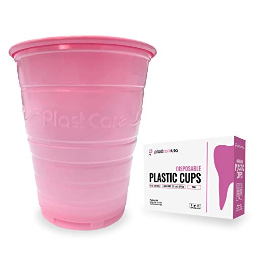 1000 Pink 5 Ounce Dental Rinse Plastic Disposable Ribbed Drinking Cups