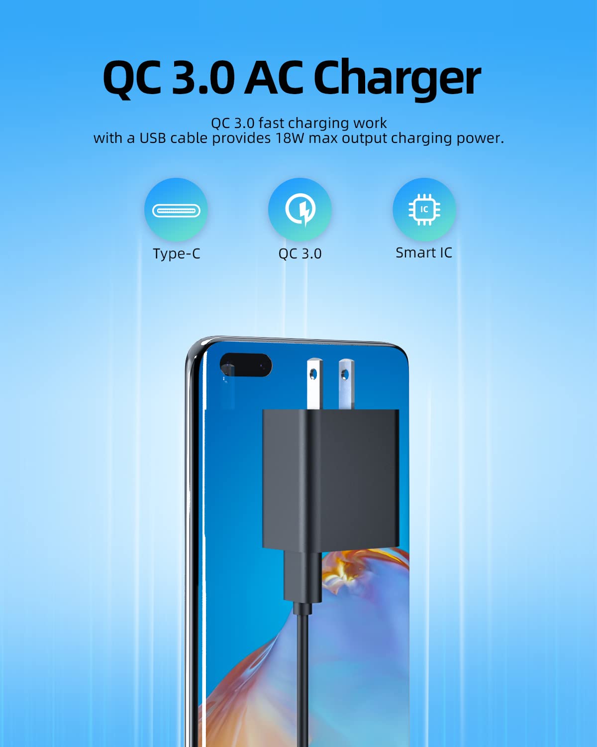 18W Type C Fast Charger Fit for Samsung Galaxy Tab A9+/A9 Plus 11-inch 2023, Tab A7 10.4-Inch 2020, Tab A7 Lite 8.7-Inch 2021 USB C Tablet