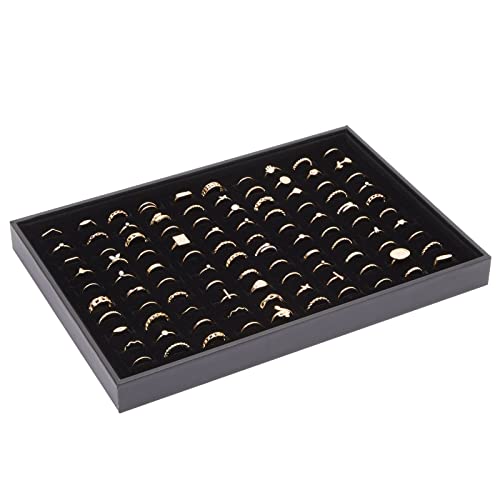 2 Pack Ring Display Tray Velvet, 100 Slot Foam Jewelry Organizer for Storage (13.8x9.5 x1.3 in)