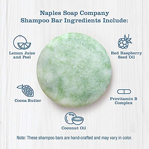 Naples Soap Company Solid Shampoo Bar for All Hair Types – Eco-Friendly, Free of Parabens, Alcohol, Pthalates – Handmade, pH Balanced, Hydrating Haircare, Lasts 50-75 Uses – Stimulating Scalp, 1.75 oz