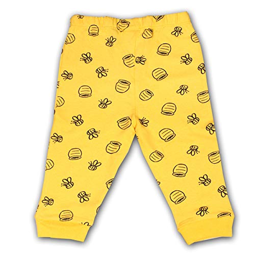 Disney Winnie the Pooh Baby Boys Short Sleeve Bodysuit, Joggers and Bib Set for Newborn – Yellow/Grey