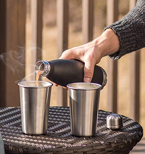 16 Ounce Stainless Steel Pint Cups - Stackable Pint Cup Tumblers For Travel β Metal Cups For Drinking Outdoors - 16 Oz Reusable Steel Cups - 5 Pack