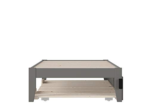 AFI, Colorado Bed with USB Turbo Charger and Twin Extra Long Trundle, Twin Extra Long, Grey