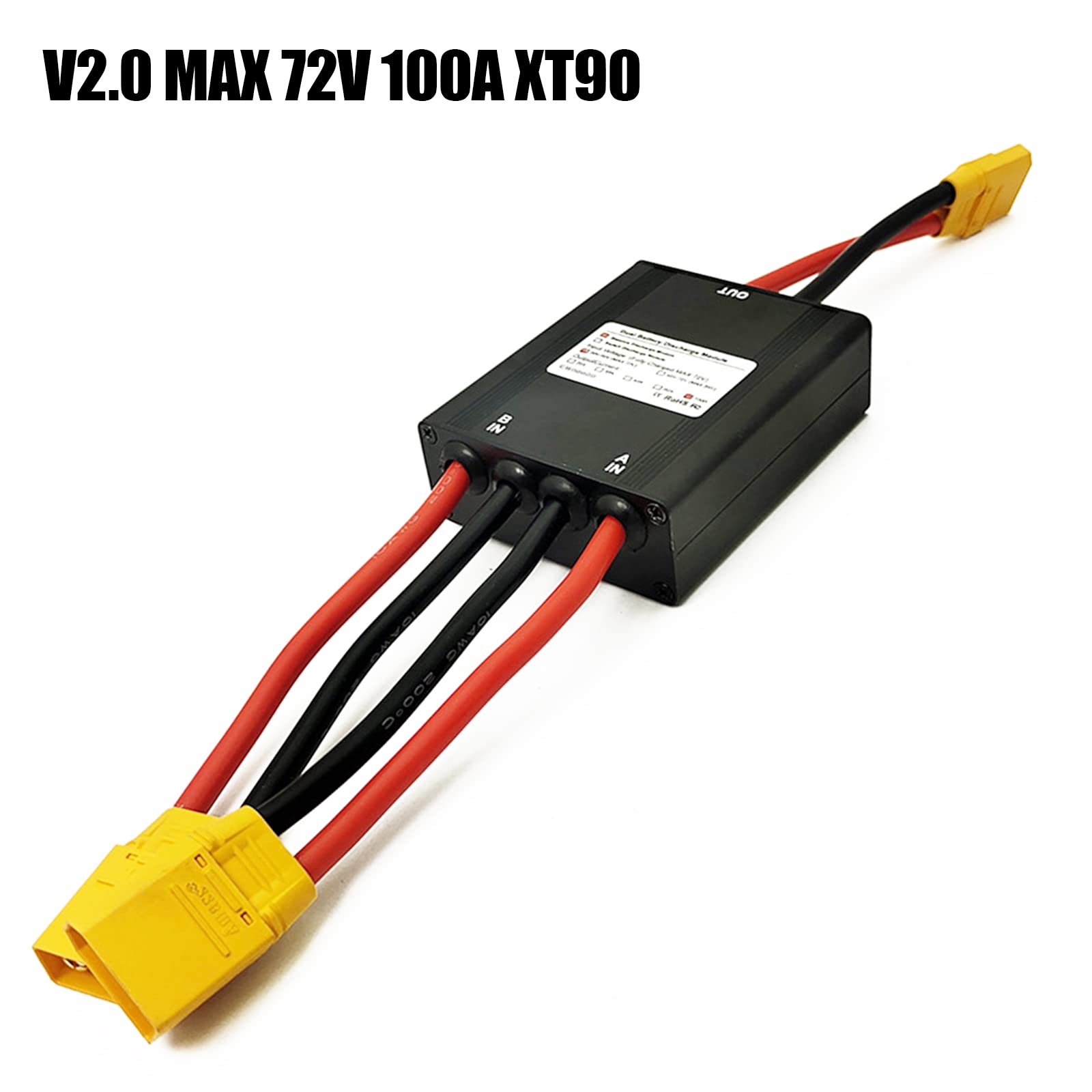 100A E-Bike Dual Battery Discharge Converter Dual Battery Pack Switch XT90 Connector Adapter for Increase Battery Capacity by Connecting Two Batteries in Parallel Equalization Module 24-72V DC