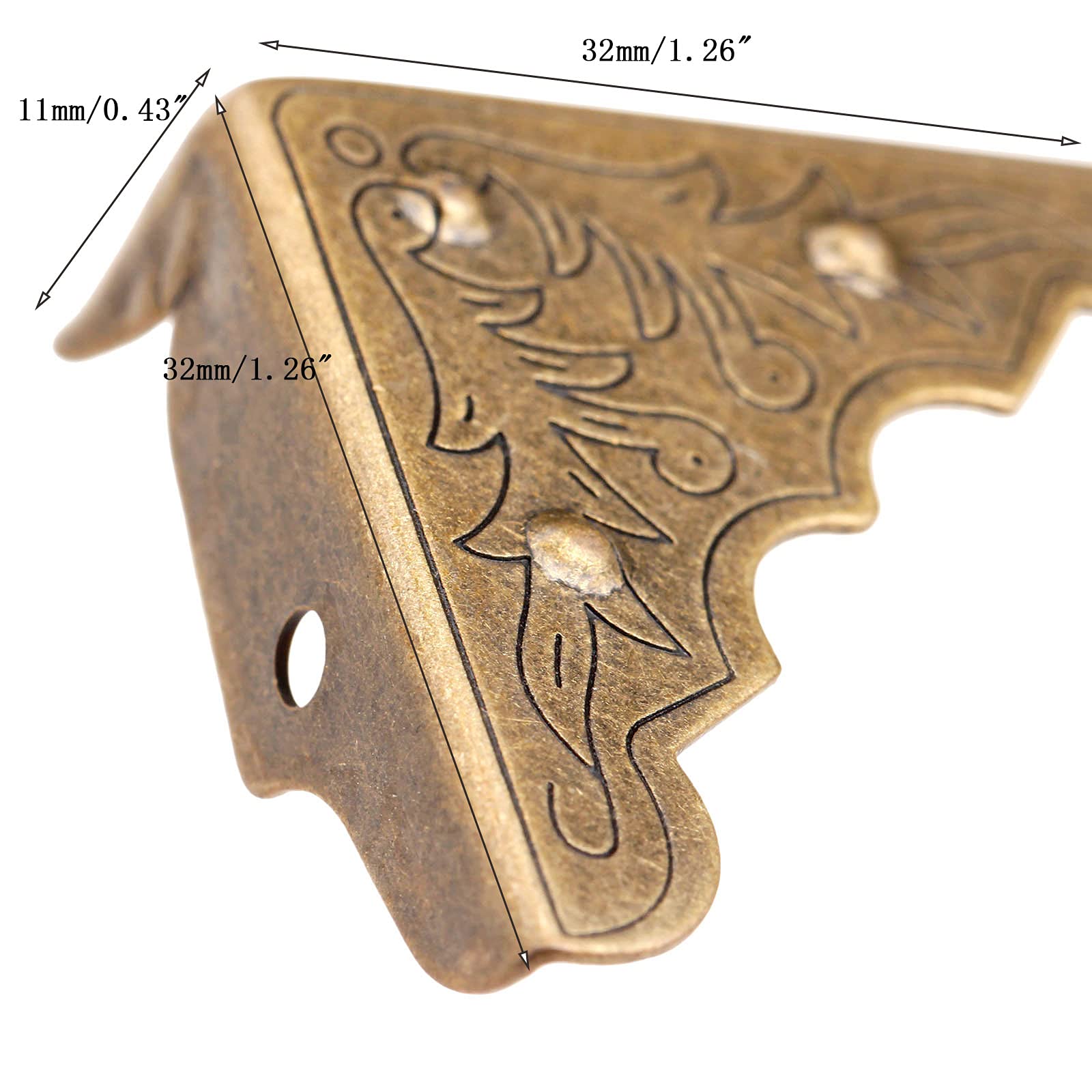 16Pcs Antique Brass Jewelry Box Corner Chest Corner Protector Guard Edge Cover-1.26"x1.26"x0.43"