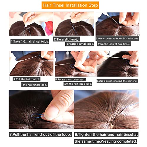 47 Inch 12 Colors Hair Tinsel 2400 Strands With Tool Sparkling Dazzle Glitter Shiny Hair Extensions Hair Tinsel Kit