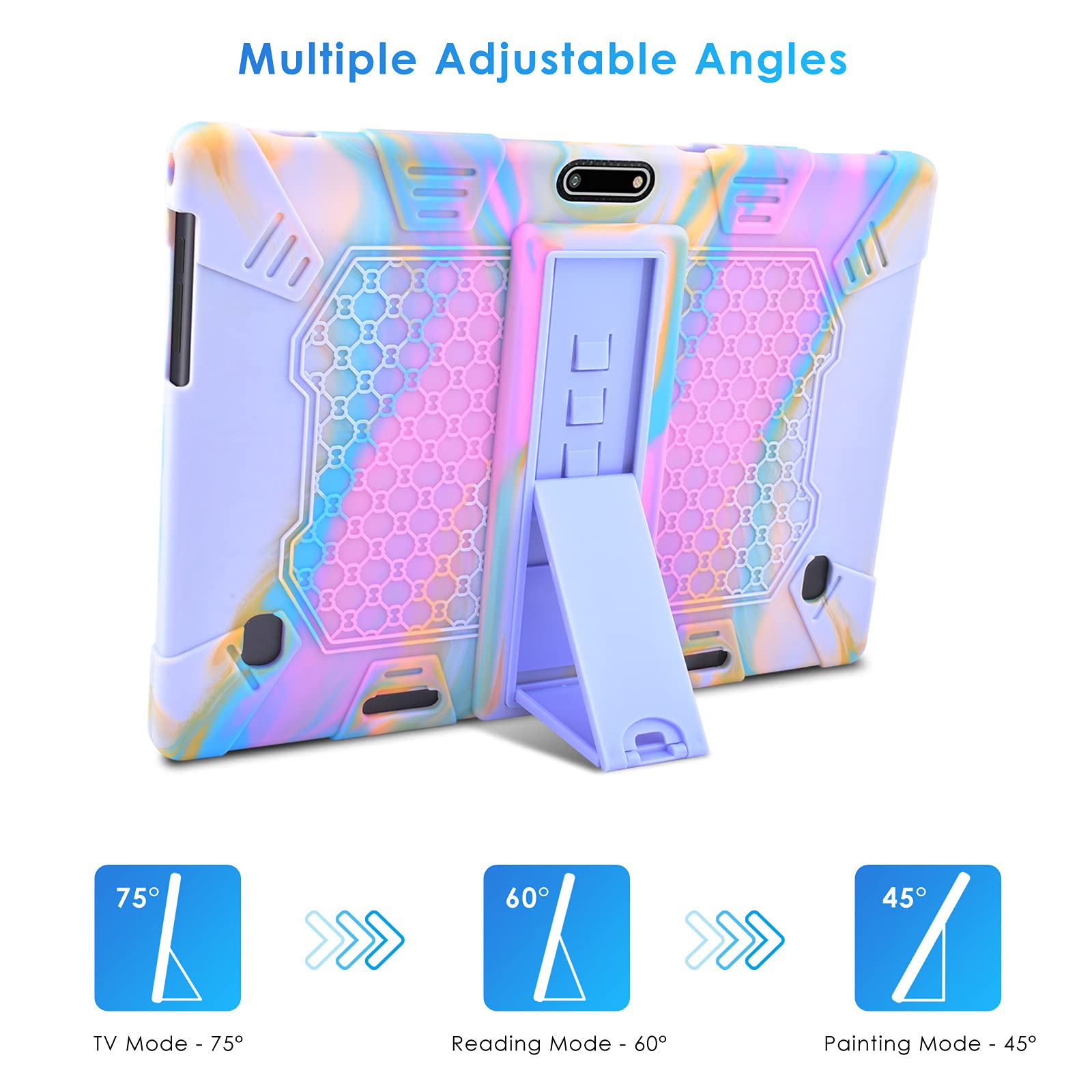 DETUOSI Case Compatible with Dragon Touch K10, Multi-Angle Stand Case, Soft Silicone Protective Cover for ZONKO K105, Victbing 10, Winsing 10, YELLYOUTH 10, Hoozo Touch 10, Rose Red & Purple