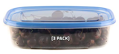 EcoQuality [3 PACK] 64oz Rectangular Oblong Plastic Reusable Storage Containers with Snap On Lids - Airtight Stackable Reusable Plastic Food Storage, Leak-Proof, Meal Prep, Lunch, Togo, BPA-Free