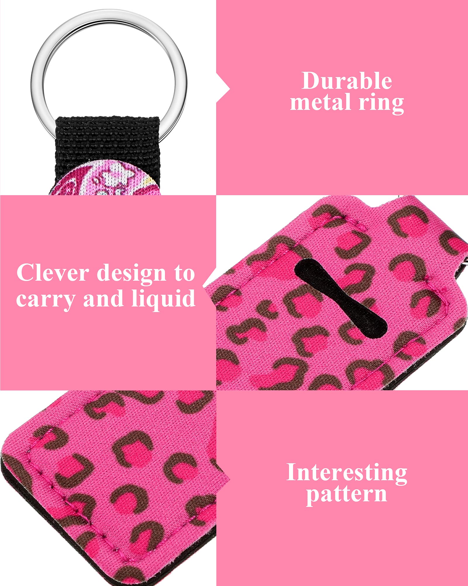 40 Pieces Lipstick Holder Keychain Wrist Lanyard Set Clip-on Sleeve Lipstick Pouch Lip Balm Keyring Holder Protective Cases with Rings for Women Travel Accessories, Assorted Styles