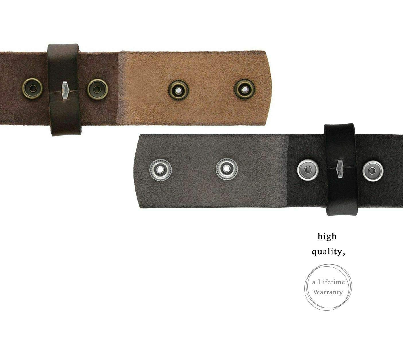 100% One-Piece Full Grain Leather Belt Strap with No Slot Hole 1-1/2"(38mm) Wide (Brown, 34)