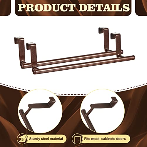 2 Pack Towel Rack for Cabinet Steel over Door Towel Rack Modern over Cabinet Towel Hanger Towel Bar Holder 9 Inch Storage Organizer for Universal Fit on Kitchen Bathroom over Cabinet Cupboard (Bronze)