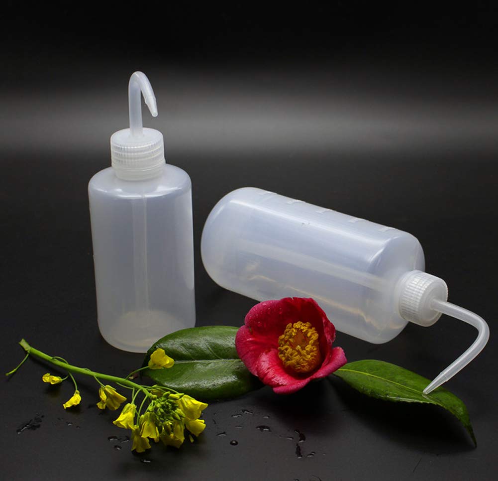2Pcs 150ml Plastic Safety Wash Bottle Translucent Plastic Squeeze Measuring Bottle Narrow Mouth Empty Bent Tip Storage Containers For Gardening Lab Tattoo (150ml/5oz)