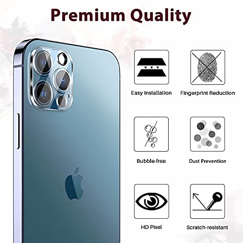 EGV [3 Pack Camera Lens Protector Compatible for iPhone 12 Pro Max 6.7-inch Tempered Glass [Easy Installation] [HD Clear] [Case Friendly]