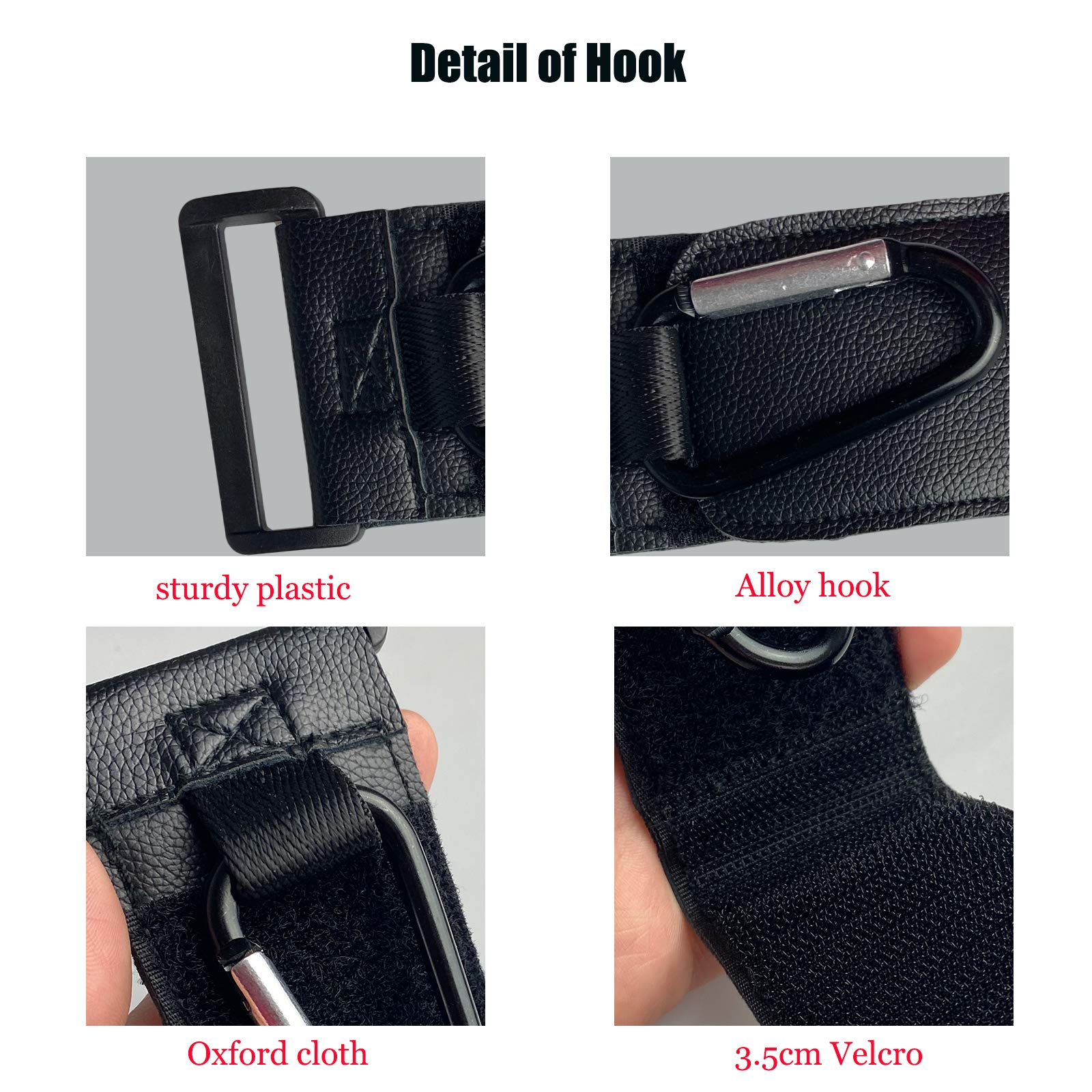 2pcs Baby Stroller Hook for Mommy,Hooks for Shopping Bags & Diaper Bags & Hanging Purses,Velcro Hook Clip Stable,Shopping Bag Holder,Up to 4kgs (Black)