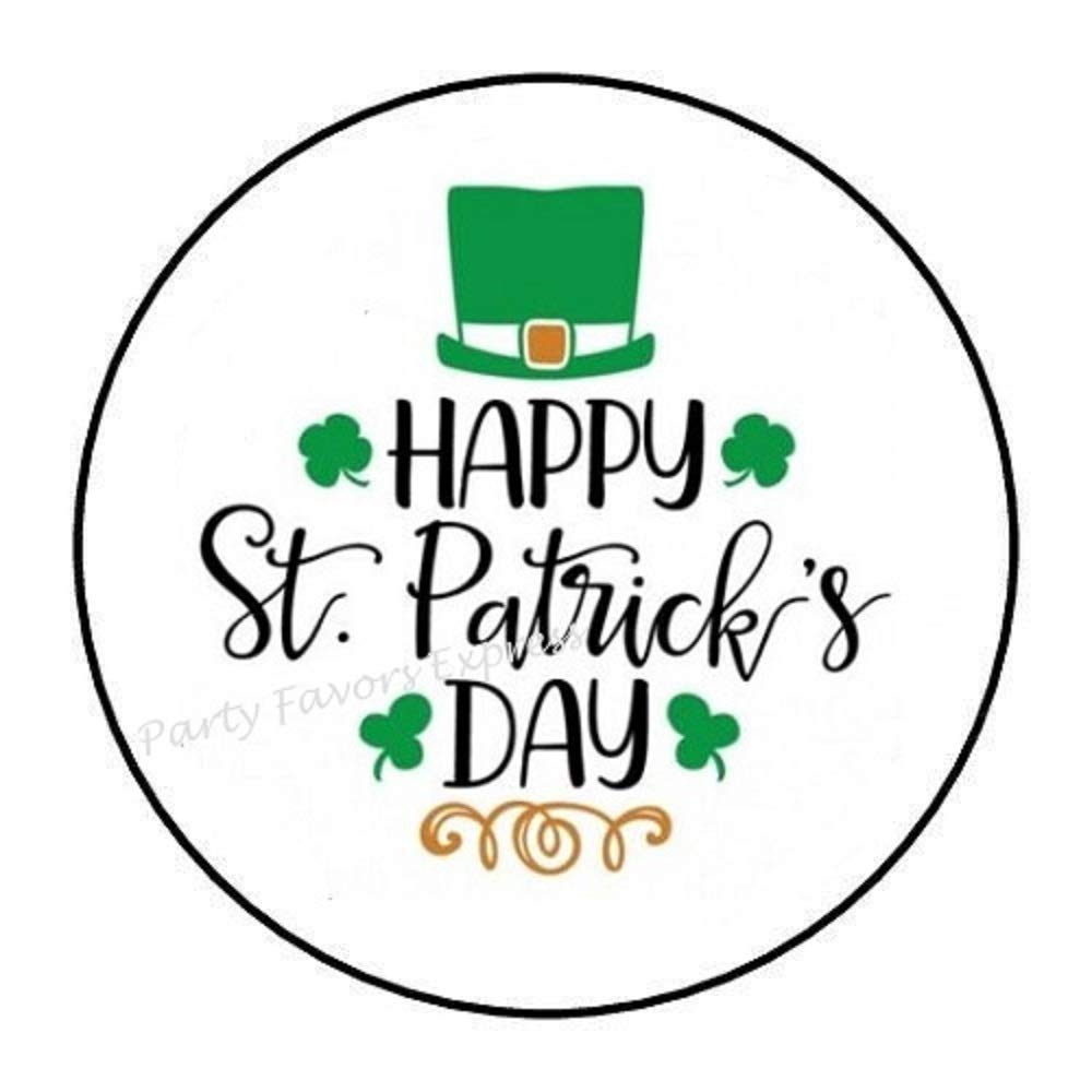 48 Happy St Patrick's Day Patricks Day Envelope Seals Labels Stickers Party Favors 1.2" Round