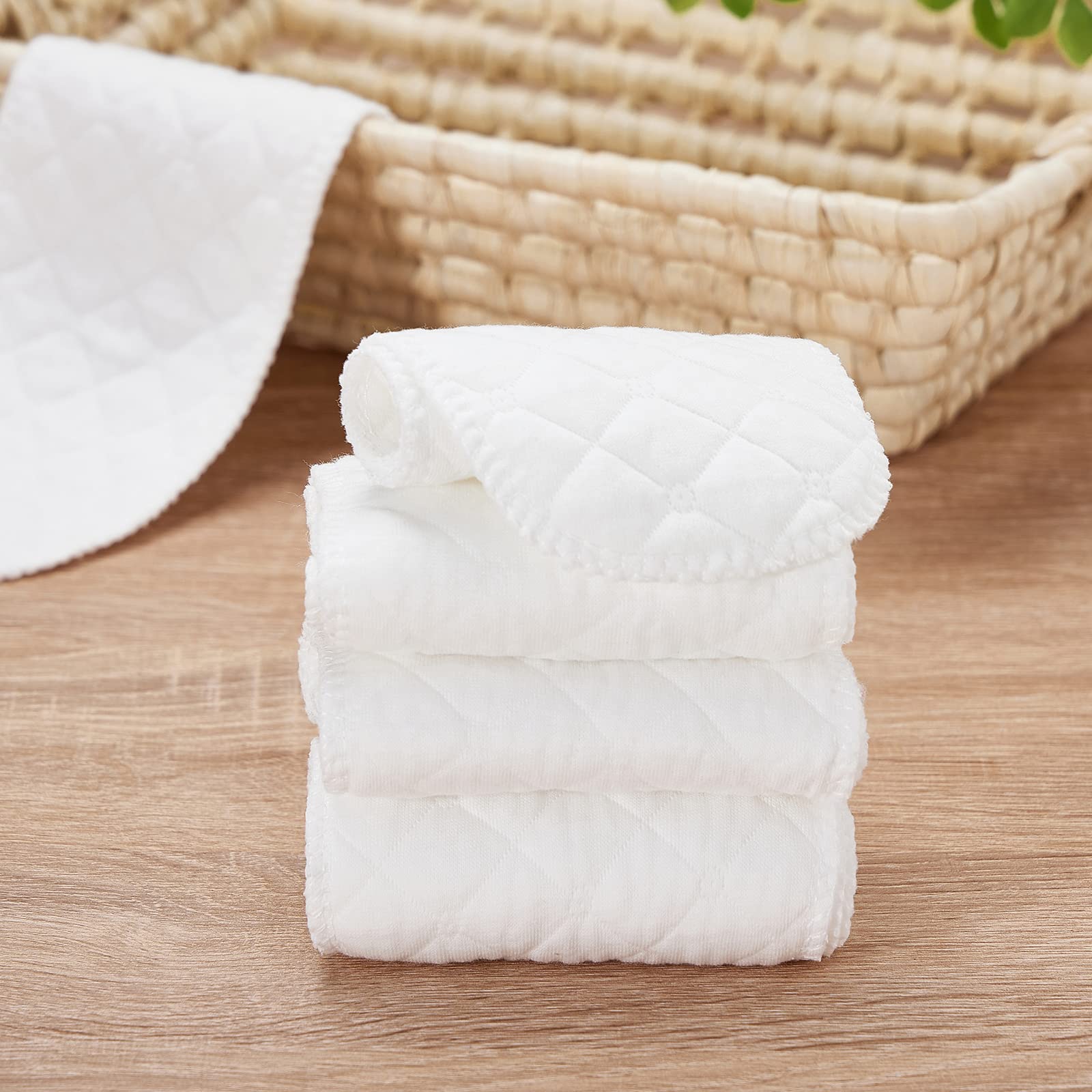 10PCS Three-Layers Cotton Diaper Reusable Solid Casual Infant Baby Cloth Diaper Covers Nappy Liners Insert (Three Layers - S, 30x11cm / 11.81x4.33in)