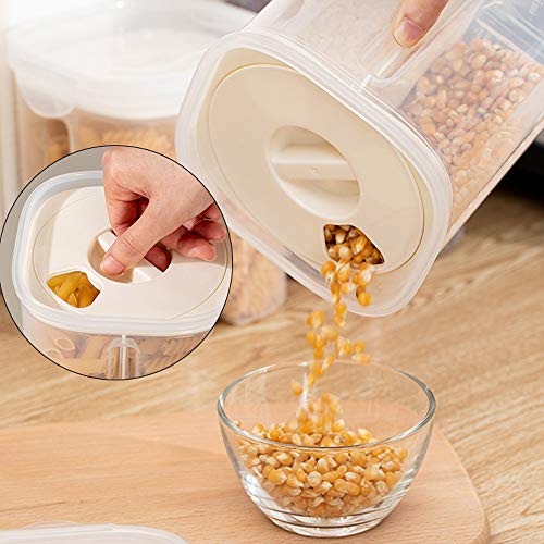 AIKENR Airtight Food Storage Container, Clear Kitchen Cereal Storage Containers with Airtight Food Lids and Compartments Ideal for Cereal Candy Snacks, 3L