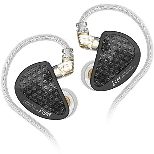 KZ AS16 Pro 8 Balance Armatures in-ear Monitor Headphones, KZ 2022 New HiFi Music Earbuds Earphones for Studio Recording, Stereo Sound Gaming Earbuds Positioning Headsets(without MIC, BLACK)