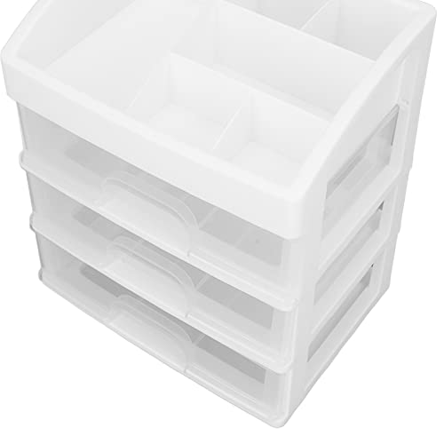 3 Drawer Makeup Organizer, Transparent 3 Floors Dustproof Makeup Organizer Box Classification Storage Pull Out for Cosmetics Shop for Household