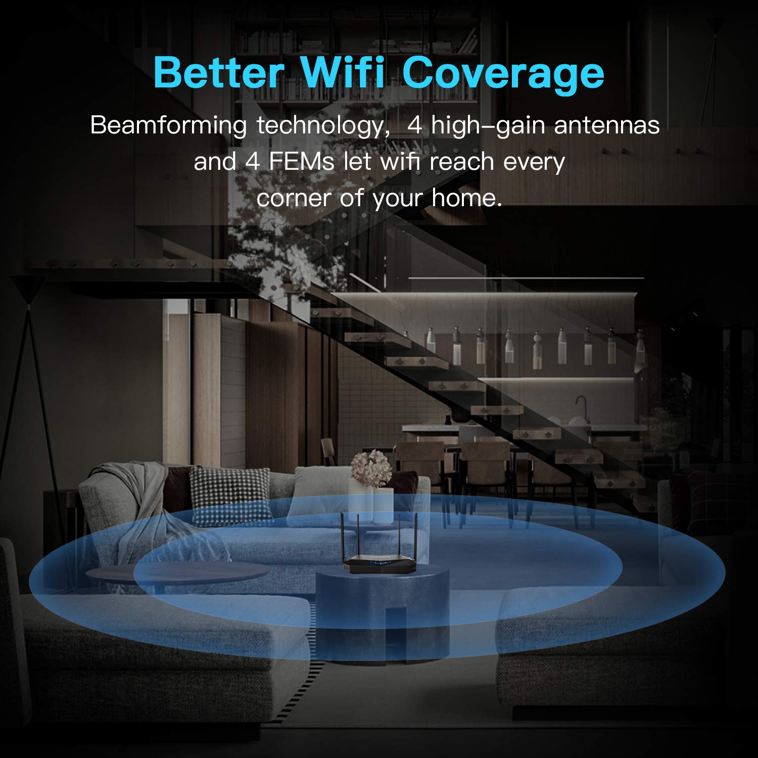 Ancatus AX1800 WiFi 6 Router - Dual Band Gigabit Wireless Internet Router for Home, Speeds Up to 1.8Gbps丨Up to 2100 Sq. Ft Coverage & 40 Devices, 802.11ax Router, MU-MIMO, OFDMA