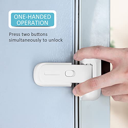 2 Pack Child Proof Fridge Lock, Refrigerator Fridge Freezer Door Latch to Keep Closed, Refrigerator Door Lock for Toddlers and Aging Seals, Easy to Install and No Unsightly Straps Required (White)