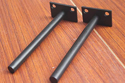 16 Pcs 6" Black Solid Steel Floating Shelf Bracket Blind Shelf Supports - Hidden Brackets for Floating Wood Shelves - Concealed Blind Shelf Support β Screws and Wall Plugs Included