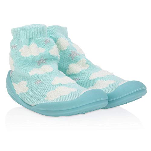 Nuby Girls' Clouds, Blue and White, Small (1 Pair)