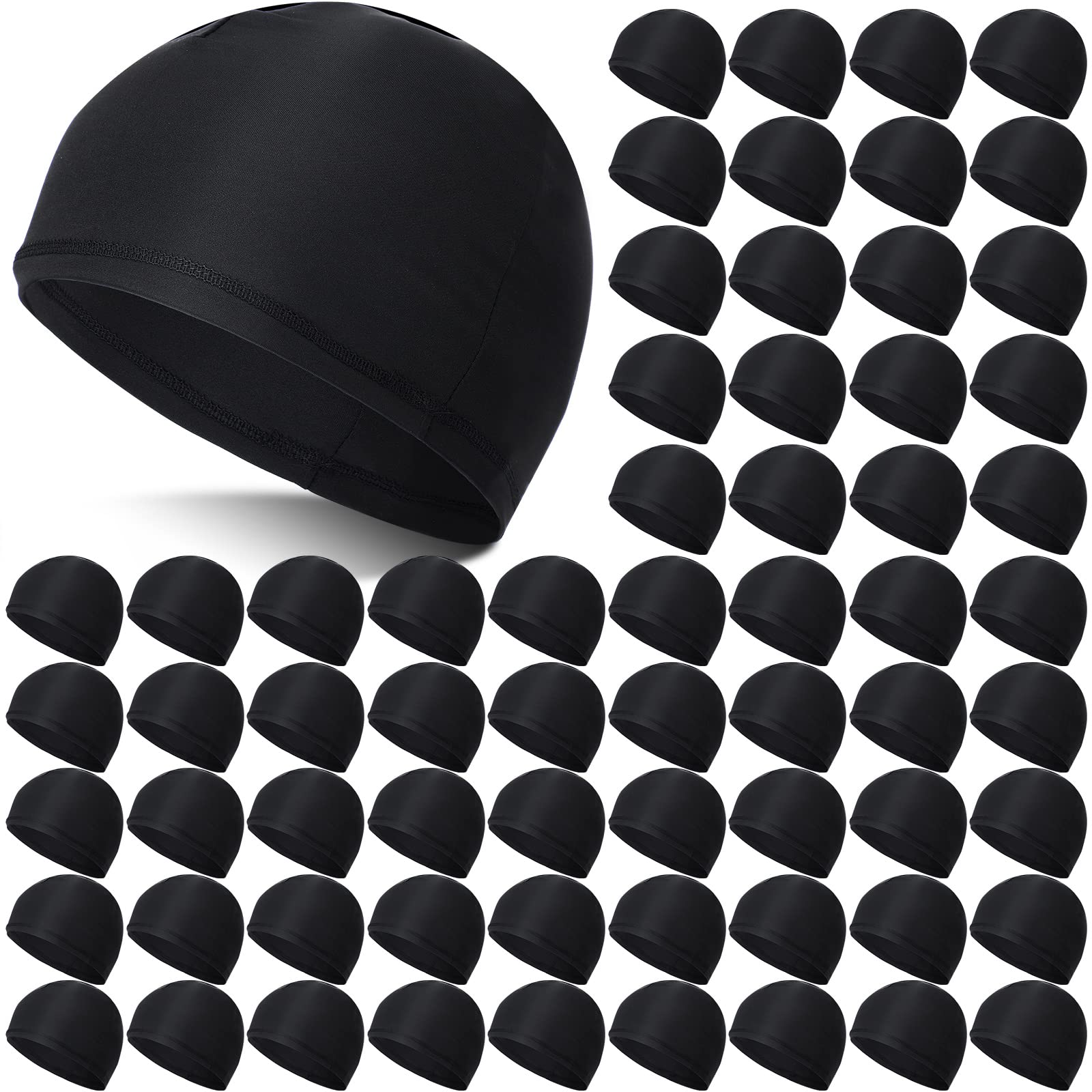 100 Pcs Sweat Wicking Skull Cap Bulk Running Hat Cooling Hard Hat Liner Cycling Helmet Liner Beanie Milk Silk Multifunctional Headwear or Men Women, Black