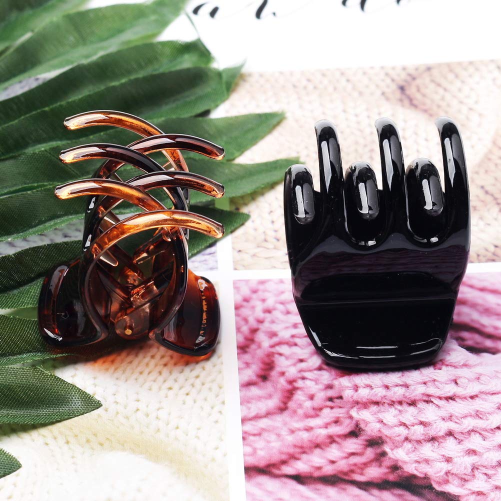 12 Pieces Medium Size Hair Claw Clamp 1.3 Inch No-Slip Grip Jaw Clips for Women and Girls Stocking Stuffers(Black and Brown)