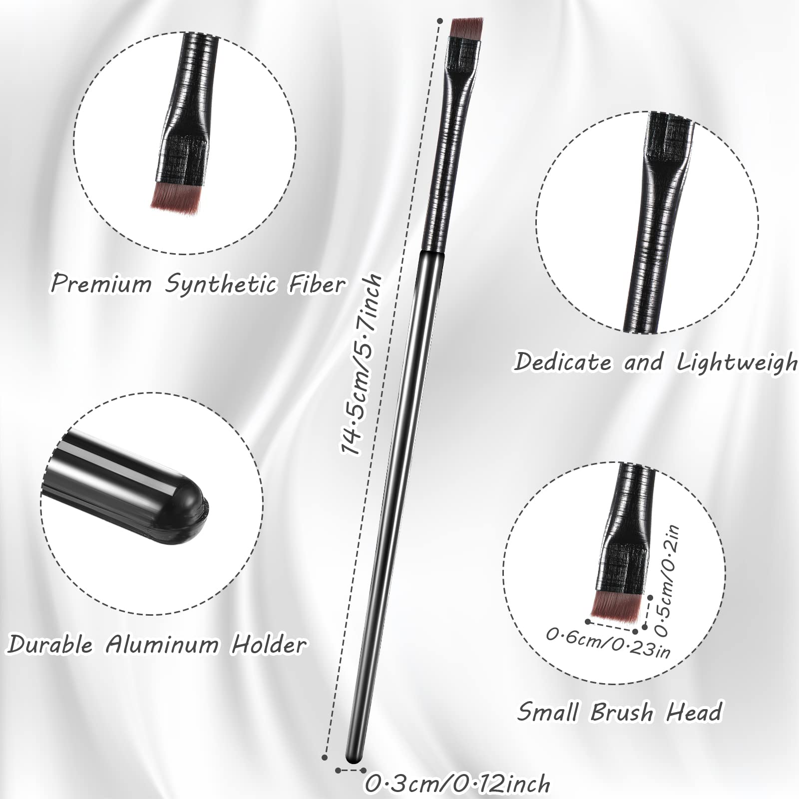 12 Pieces Eyeliner Eyebrow Brush Fine Angled Eyeliner Brush Slanted Eyeliner Makeup Brush Slant Tip Brushes Thin Slanted Flat Angle Brush Artificial Bristles Eyebrow Brushes for Cosmetic (Black)